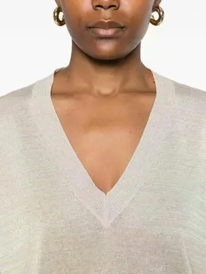 Fabiana Filippi Metallic Threading V-neck Sweater
