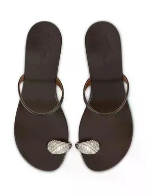 GIUSEPPE ZANOTTI Crystal Embellished Toe Ring Sandals - Black