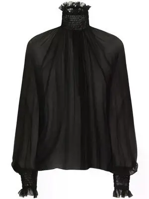 Dolce & Gabbana High-neck Sheer Silk Blouse - Black