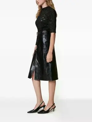 TWINSET Logo Plaque Belted Midi Skirt
