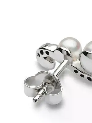 Yoko London 18kt White Gold Diamond Akoya Pearl Stud Earrings - Silver