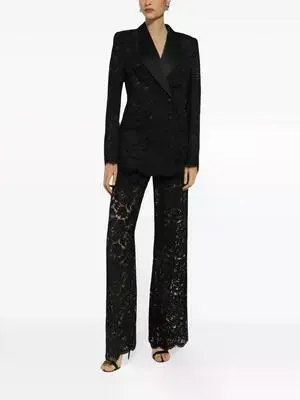 Dolce & Gabbana Floral Lace Double-breasted Blazer - Black