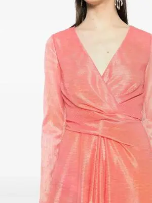 Talbot Runhof Metallic Wrap Midi Dress