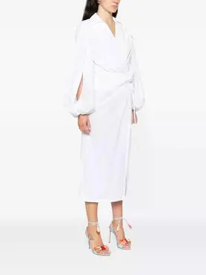 Blumarine Rose-appliqué Poplin Midi Dress - White