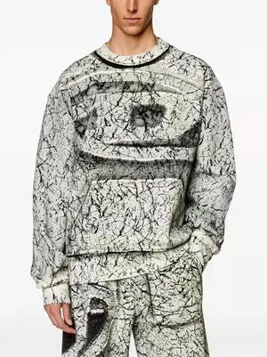 DIESEL® Cracked-effect Cotton Sweatshirt