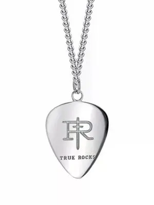 TRUE ROCKS Mini Plectrum Necklace In Rhodium-plated Sterling - Silver