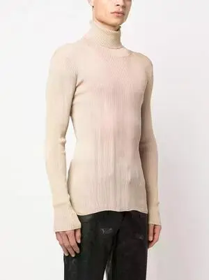 Off-White Ribbed Turtleneck Jumper - Neutrals
