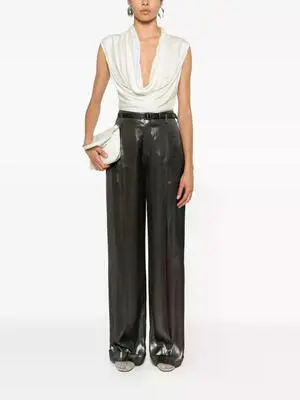 Ralph Lauren Acklie Pleated Wide-leg Trousers - Silver