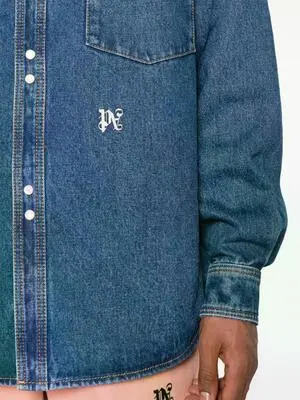 Palm Angels Logo-embroidered Denim Shirt