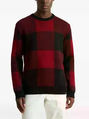 Woolrich Virgin Wool Check Pattern Crew Neck Sweater