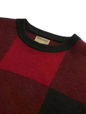 Woolrich Virgin Wool Check Pattern Crew Neck Sweater