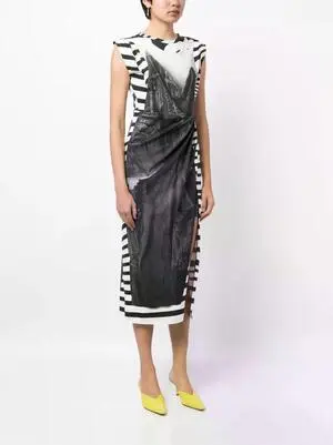 JNBY Sleeveless Graphic Print Midi Dress