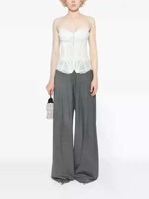Giuseppe Di Morabito Virgin Wool Blend Pleated Wide Leg Trousers