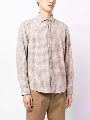 BOSS Micro-dot Cotton Shirt - Brown