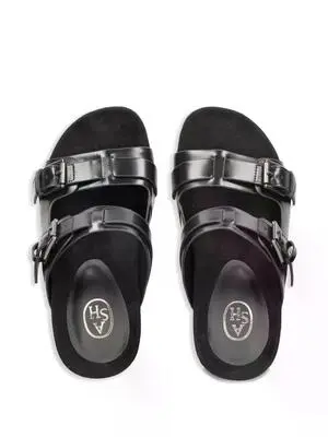 Ash Jewel Double Strap Sculpted Heel Sandals - Black