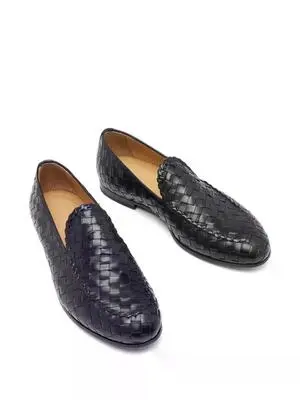 SCAROSSO Vittorio Interwoven Leather Loafers - Black