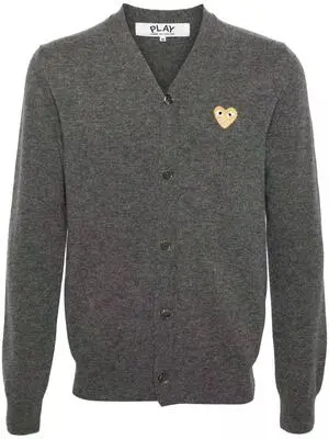 Play Comme Des Garcon Mélange Effect Wool Cardigan - Grey
