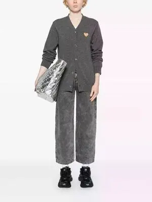 Play Comme Des Garcon Mélange Effect Wool Cardigan - Grey