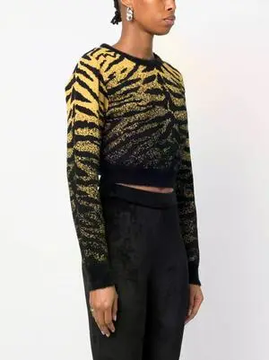 Gcds Zebra-jacquard Cropped Jumper