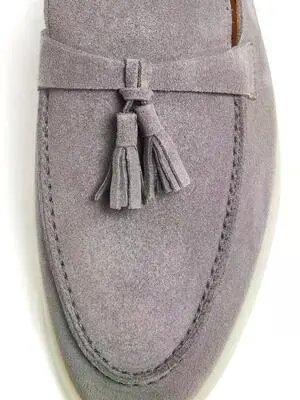 SCAROSSO Lucrezia Suede Tassel Mules - Grey