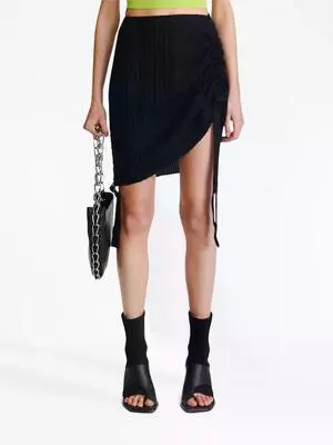 DION LEE Gathered Ribbed-knit Miniskirt