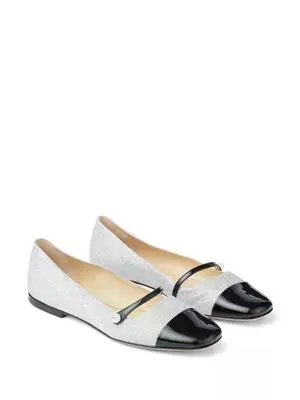 JIMMY CHOO Elisa Glitter Leather Ballerina Flats