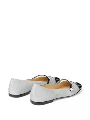 JIMMY CHOO Elisa Glitter Leather Ballerina Flats