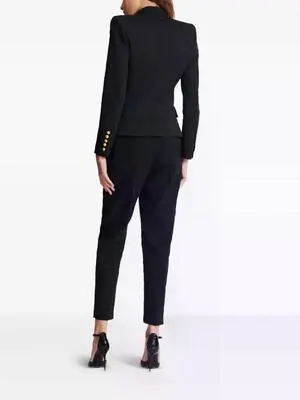 Balmain Grain-de-poudre Double-breasted Fitted Jacket - Black