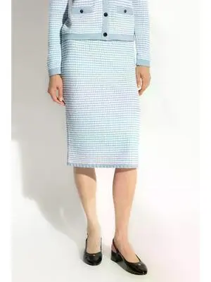Tory Burch Striped Knit Pencil Skirt - Blue