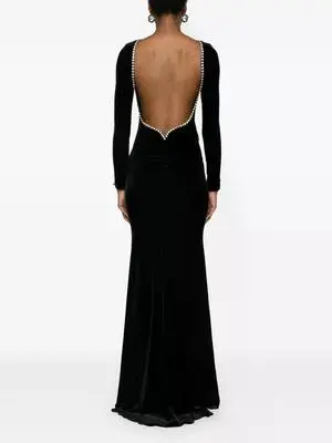 NISSA Velvet Maxi Dress With Crystal Embellishment