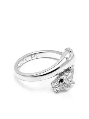 NIALAYA JEWELRY Twisted Panther Ring With Crystal Embellishment