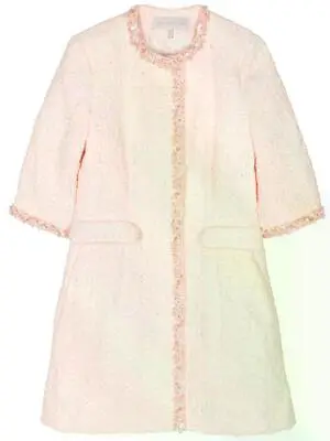 Shiatzy Chen Beaded-trim Tweed Coat - Pink