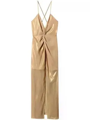 TWINSET Lamé Maxi Dress - Neutrals