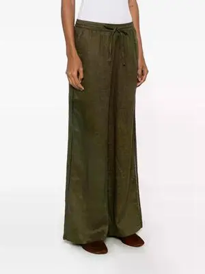 P.a.r.o.s.h Olive Wide-leg Trousers With Cut-out Detailing