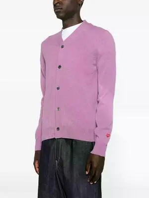 Play Comme Des Garcon Heart Patch Wool Cardigan