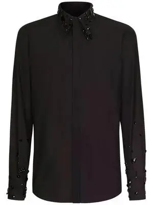 Dolce & Gabbana Rhinestone-embellished Cotton Shirt - Black