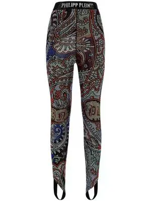 Philipp Plein Paisley Rhinestone-embellished Leggings - Multicolour