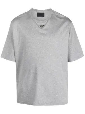 Prada Triangle-logo Cotton T-shirt - Grey