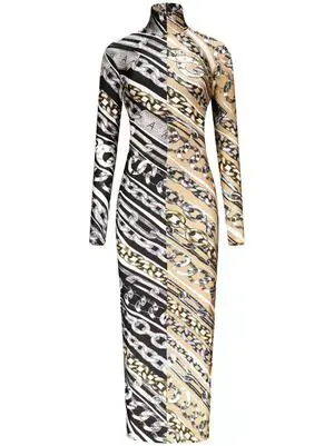 AREA Chain Link-print Dress - Black