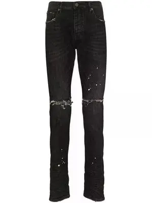 PURPLE BRAND Distressed Ripped Knee Jeans - Black