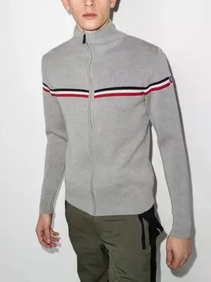 Fusalp Merino Wool Zip-up Cardigan With Tricolour Band Detail