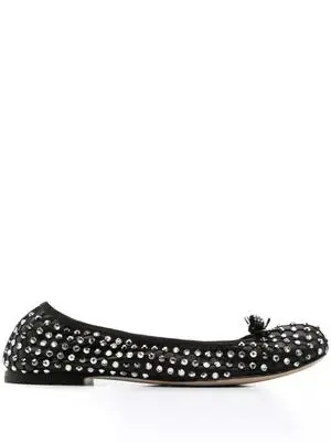 Rene Caovilla Mesh Crystal-embellished Ballet Flats - Black