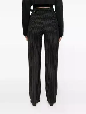 Versace Pinstriped Logo-engraved Straight Leg Trousers
