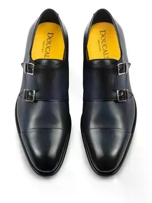 DOUCAL'S Indigo Leather Double-buckle Monk Shoes