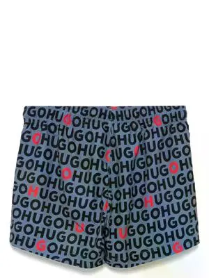 Hugo Logo Print Swim Shorts