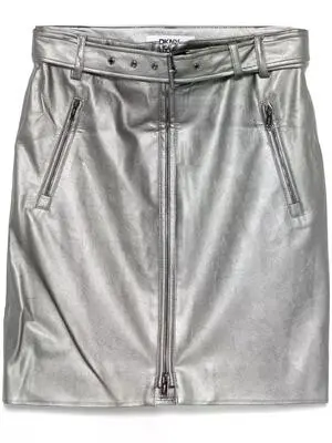 Dkny Belted Mini Skirt - Silver