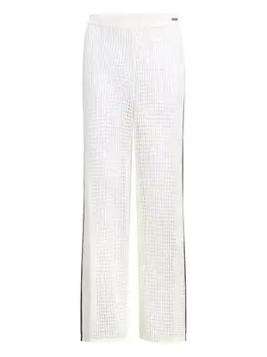 Karl Lagerfeld Crocheted Wide-leg Trousers With Side Stripe Detail - White