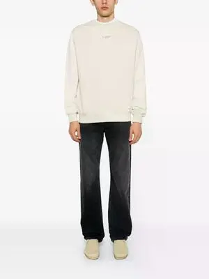 Drole De Monsieur Slogan-print Cotton Sweatshirt - Neutrals