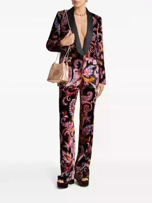 Etro Velvet Jacquard Blazer With Paisley Motif - Pink