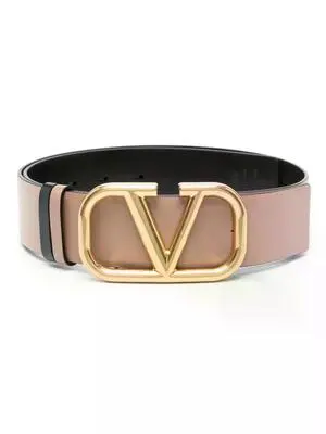 Valentino Garavani Reversible Vlogo Signature Belt In Glossy Calfskin - Neutrals